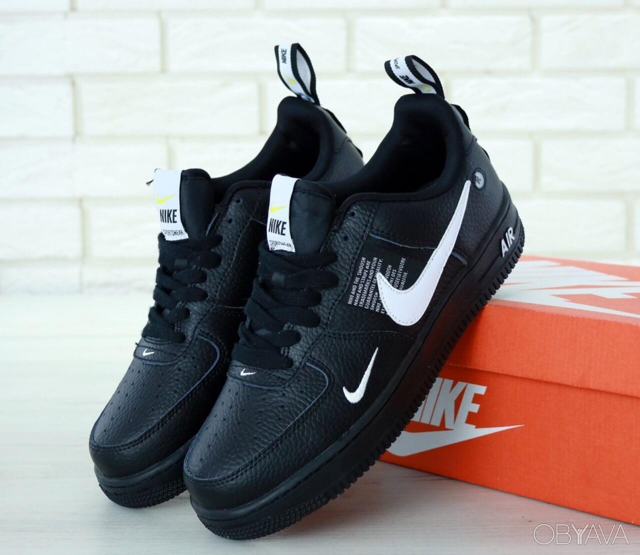 ᐈ Черные кожаные кроссовки Nike Air Force 1 Low TM 07 Black (Найк Аир ...