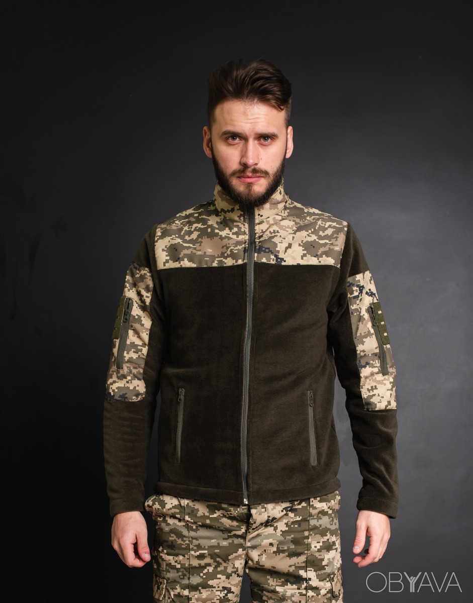 ᐈ Кофта флисовая мужская военная тактическая с липучками под шевроны ...